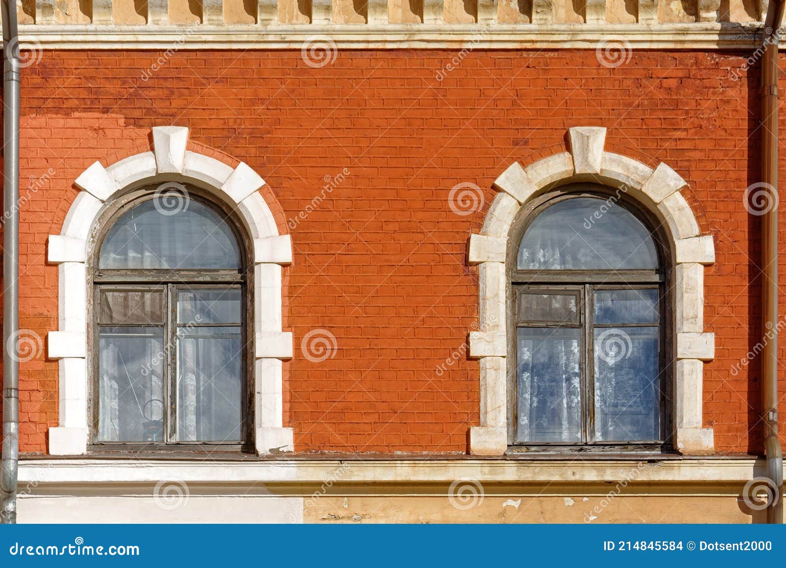 Two Arched Windows on a Brick Wall Stock Photo - Image of outdoor ...