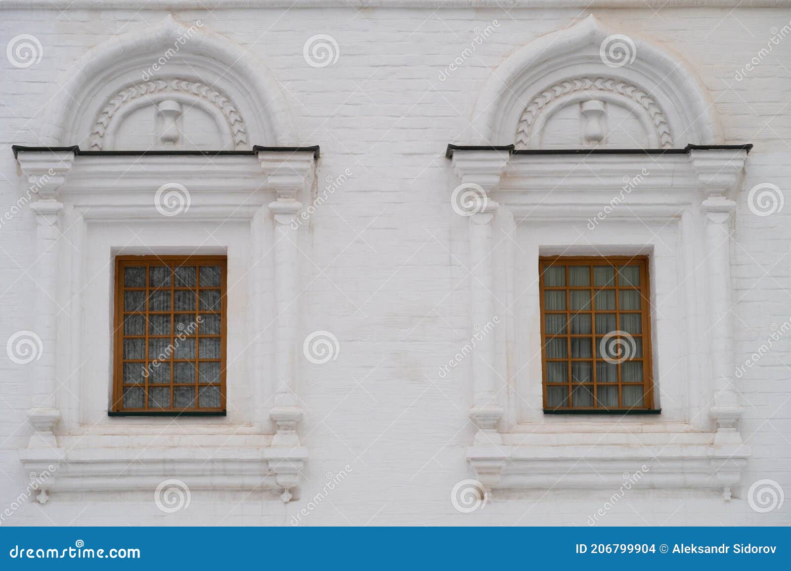 Two Arched Windows on a White Stone Wall, Temple Stock Photo - Image of ...