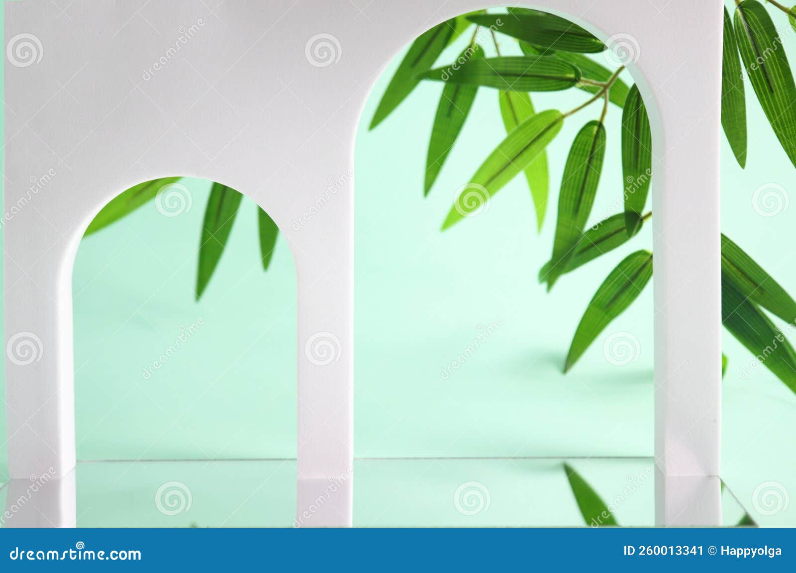 Two Arches and Leaves, Geometric Props Mock Up Stock Image - Image of ...