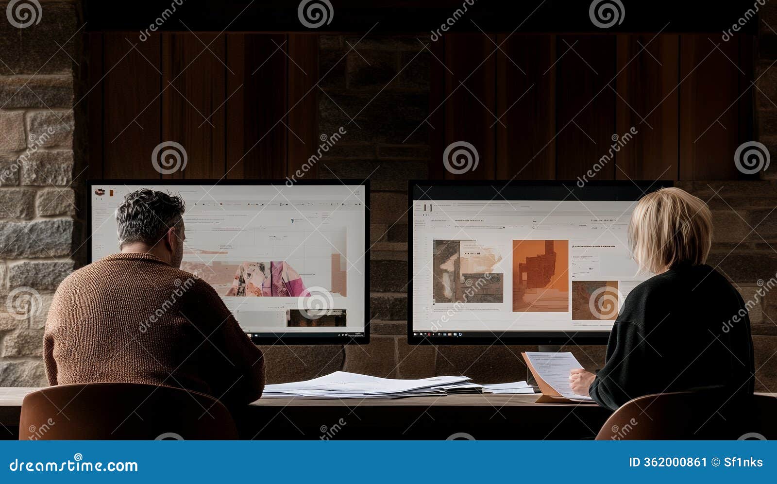 Two Architects Collaborate on a Digital Design Project, Analyzing ...