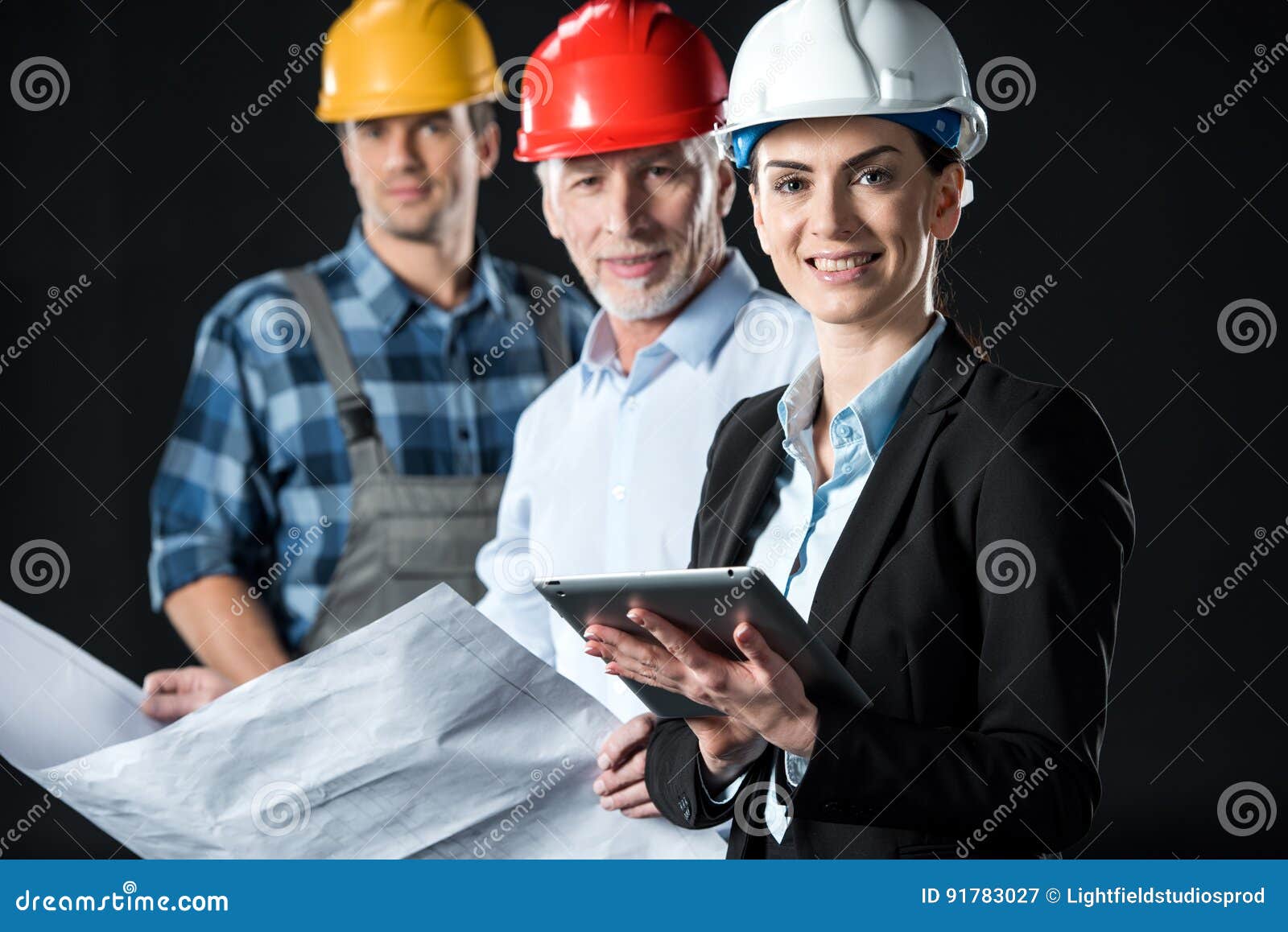 Two Architects and Engineer Stock Image - Image of executive ...