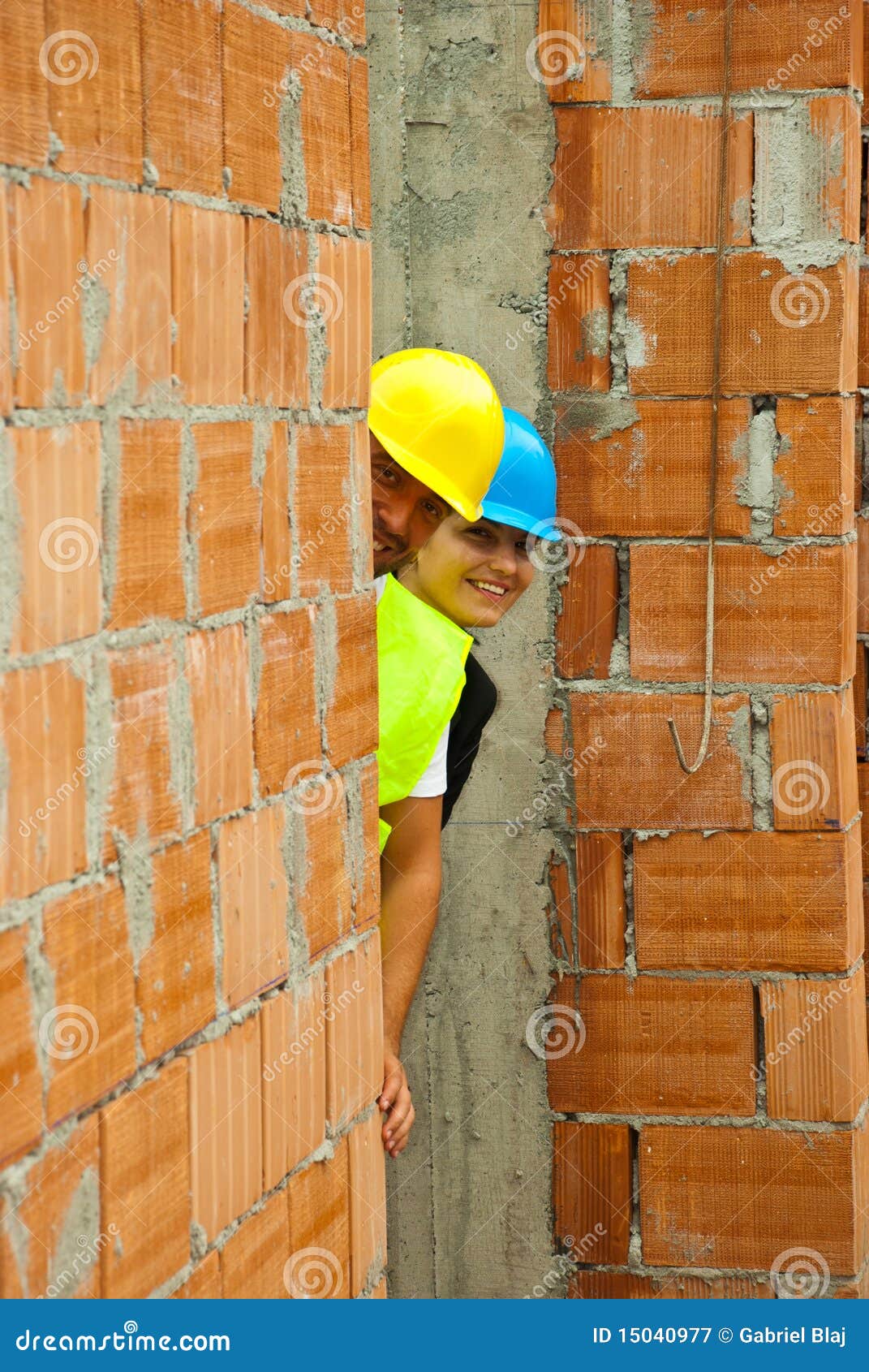 Two Architects Hidden Behind Wall Stock Image - Image of beton ...