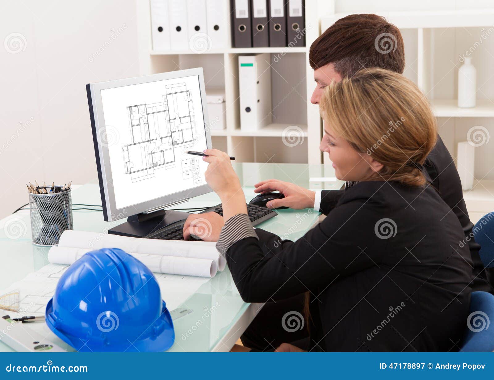 Two Architects or Structural Engineers Stock Image - Image of blueprint ...