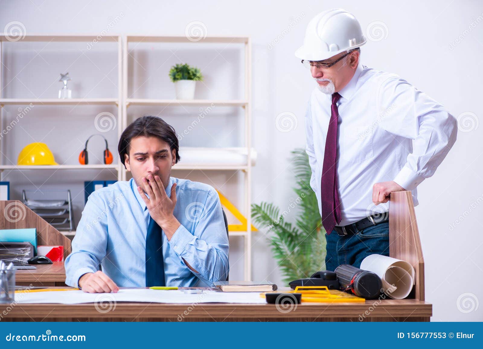 Two Architects Working on the Project Stock Image - Image of employee ...
