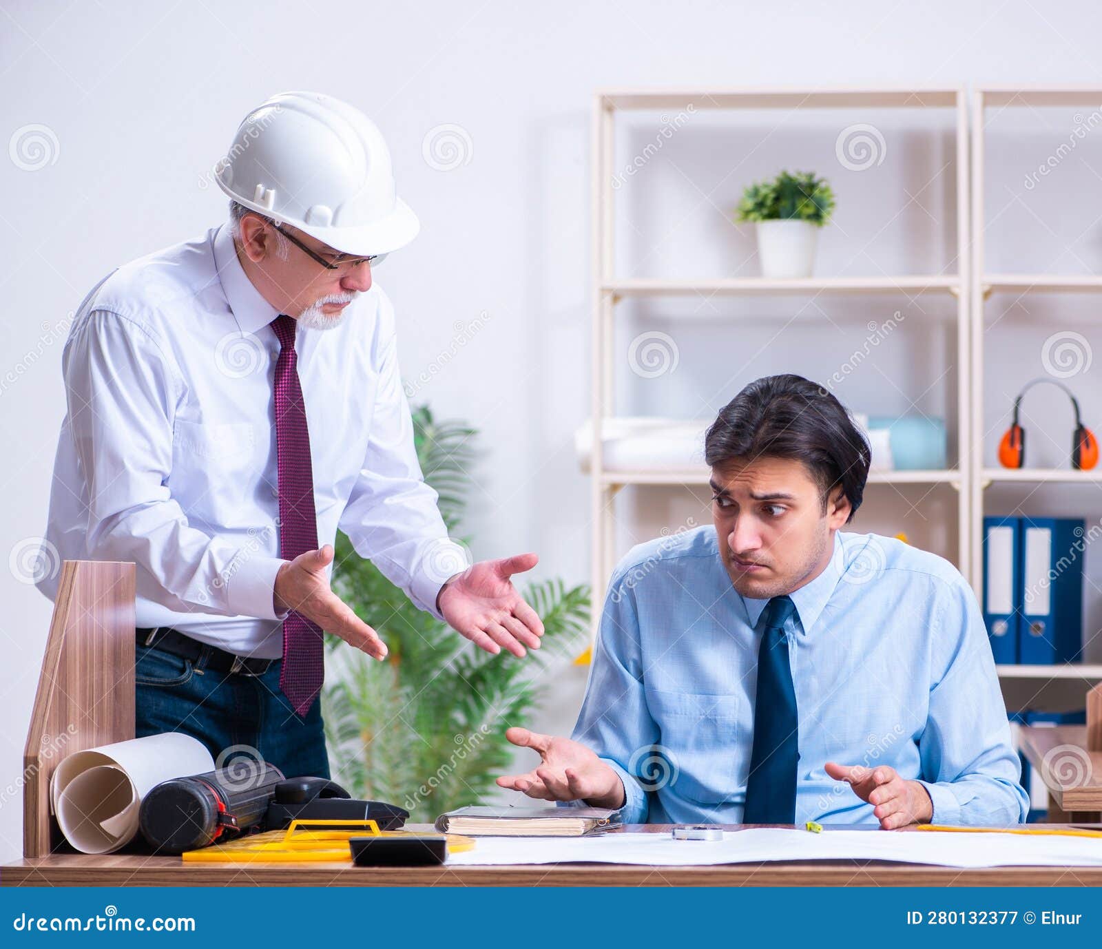 Two Architects Working on the Project Stock Image - Image of ...