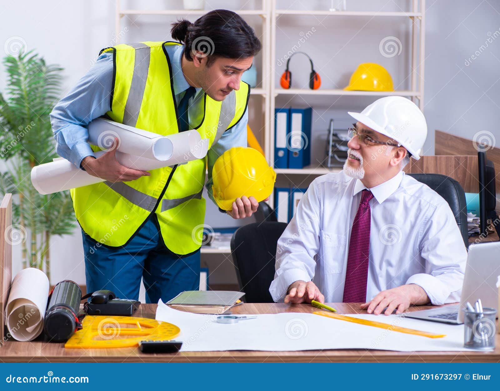Two Architects Working on the Project Stock Image - Image of business ...