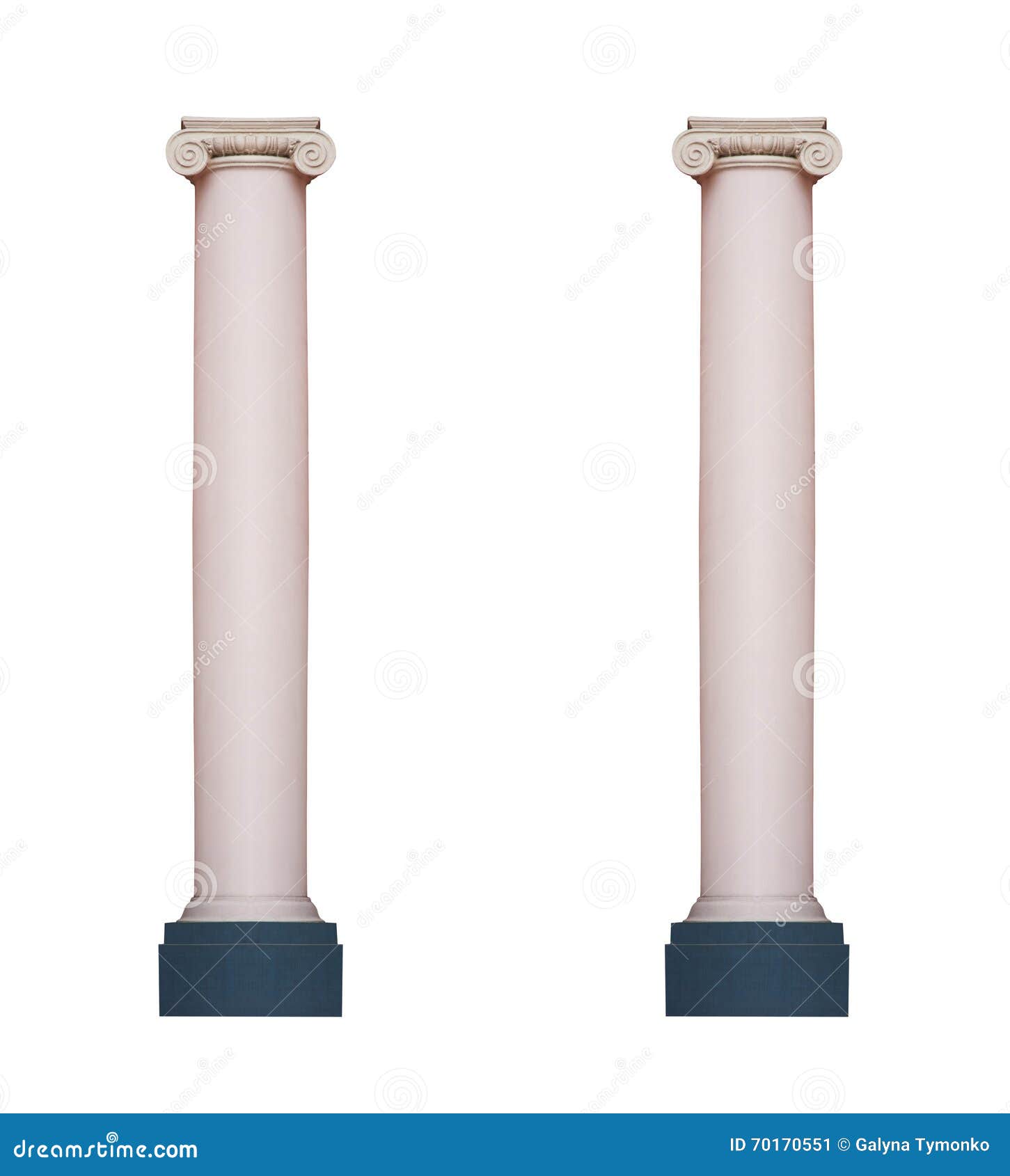 Two Architectural Classic Column Isolated on White Background Stock ...
