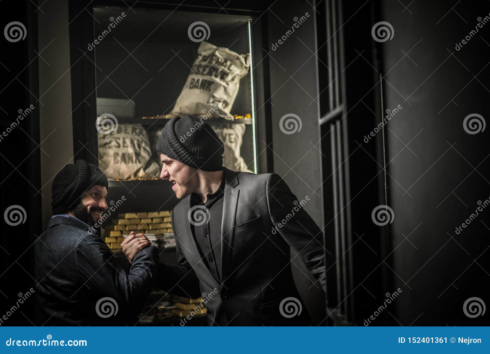 Two Ardmed Men Robbing a Bank Stock Image - Image of gang, gold: 152401361