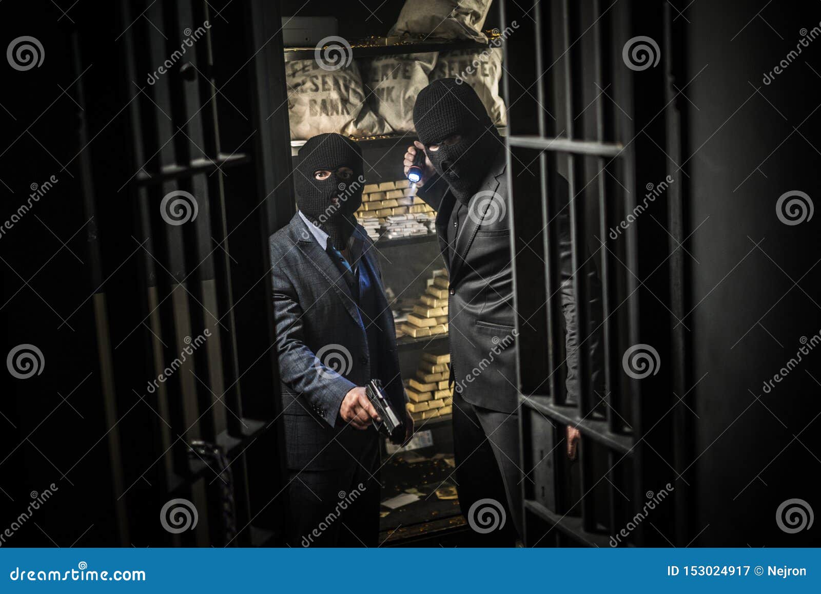 Two Ardmed Men Robbing a Bank Stock Image - Image of bank, robber ...