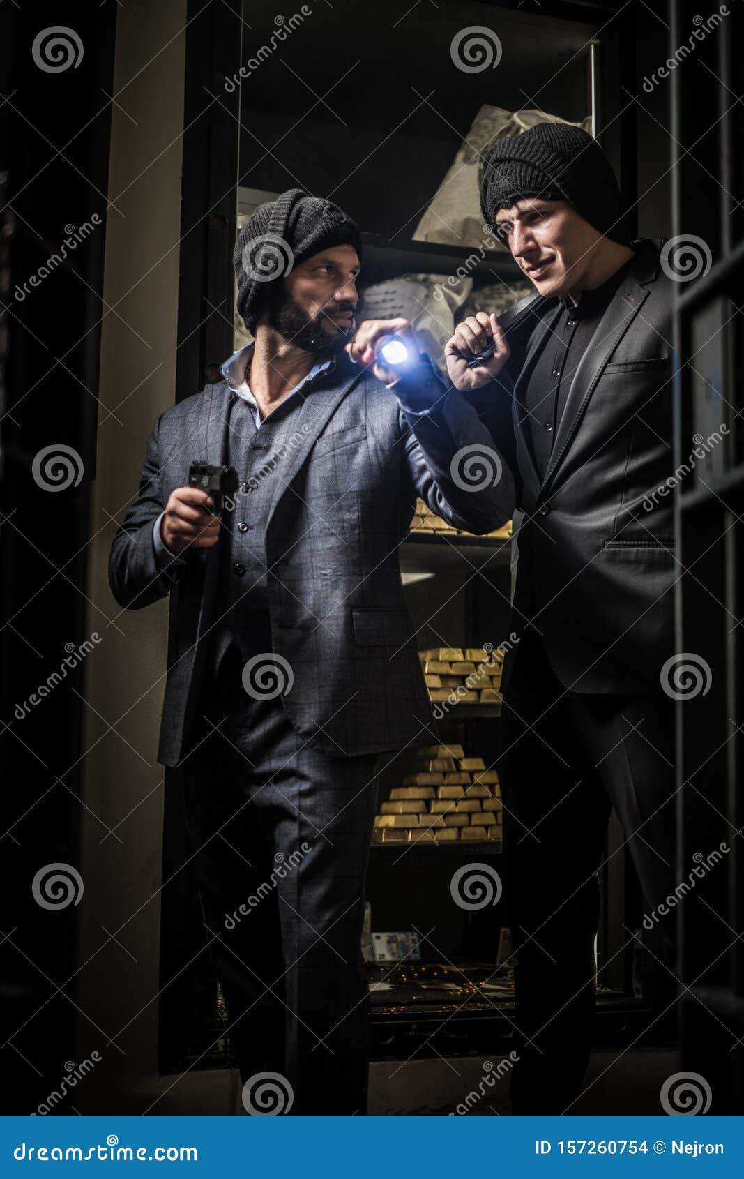 Two Ardmed Men Robbing a Bank Stock Photo - Image of protection ...