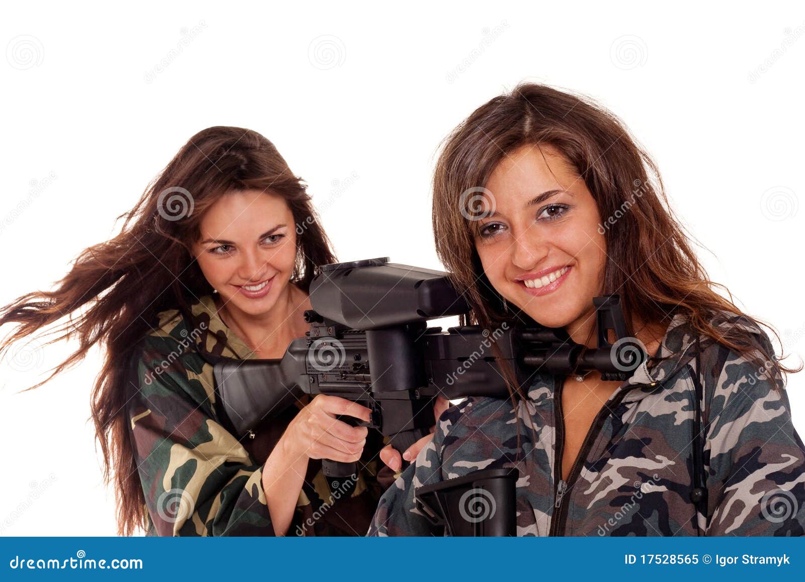 Two armed girls stock image. Image of mercenary, rifle - 17528565