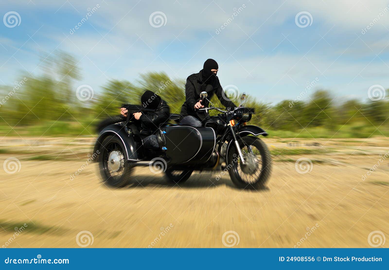Two Armed Men Riding a Motorcycle Stock Photo - Image of blur, outlaw ...