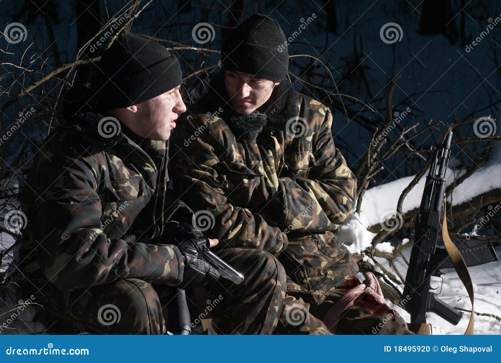 Two armed military men. stock photo. Image of forces - 18495920