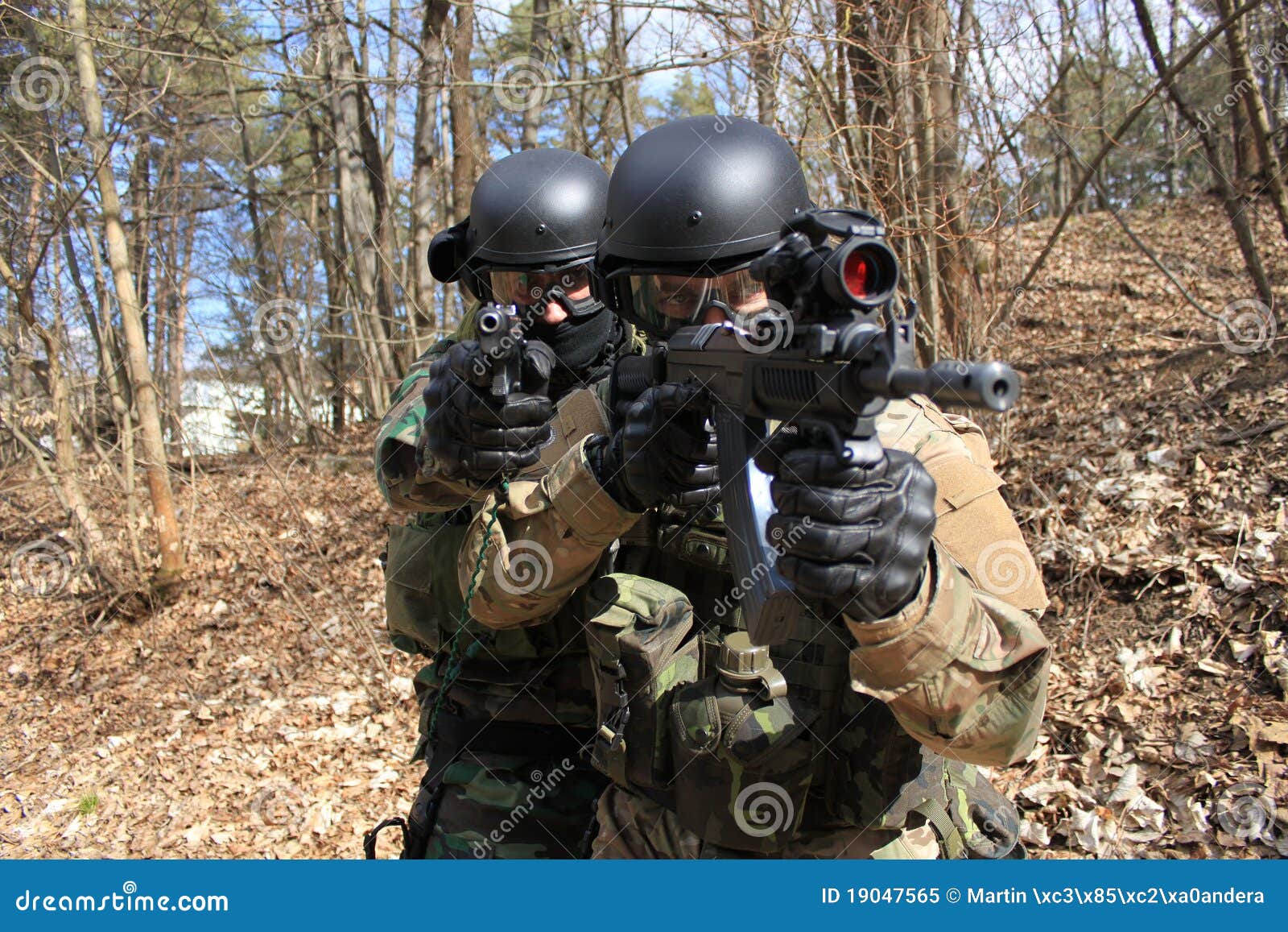 Two armed policemen stock image. Image of waepons, shot - 19047565