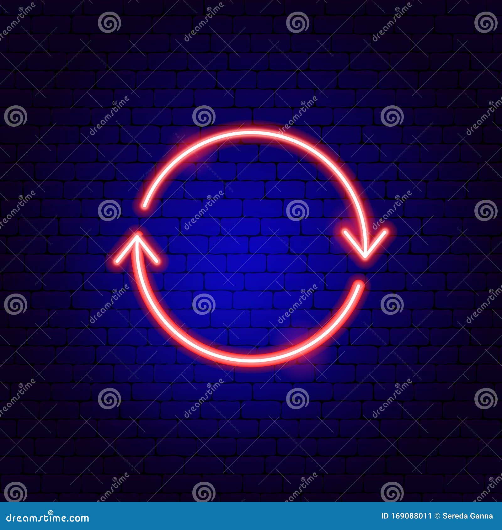 Two Arrow Circle Neon Sign stock vector. Illustration of pictogram ...