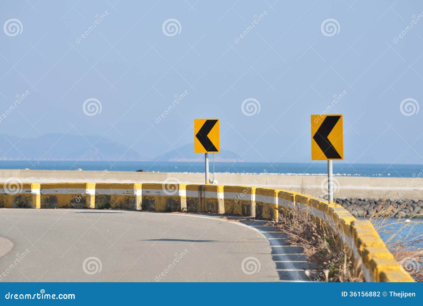 Two Arrow Curve Signs stock photo. Image of sign, transport - 36156882