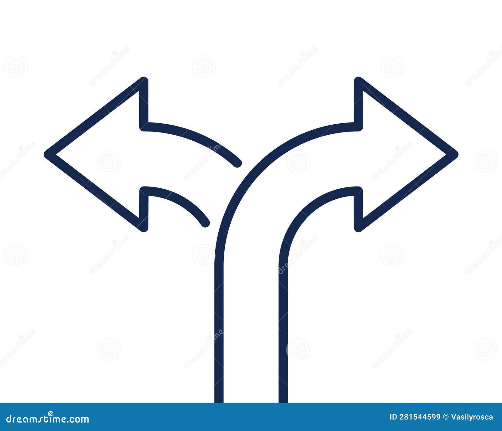 Two Arrow Double Direction Option Way. Fork Path Two Pathway Multi ...