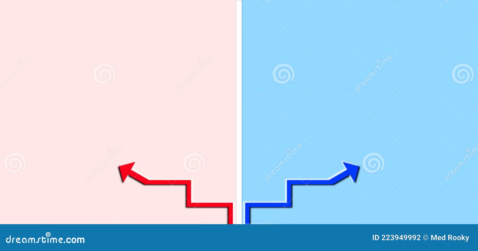 Two Arrow Rising in Opposite Direction on Different Background. 2 Parts ...