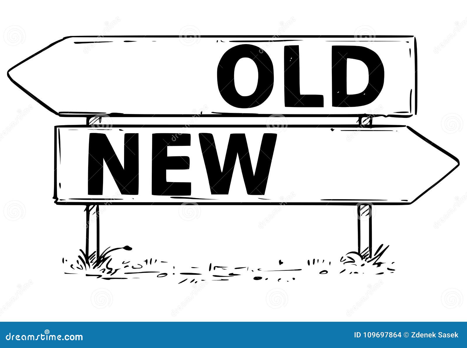 Old Way New Way Outdated Arrow Illustration New Journey Vector Sign