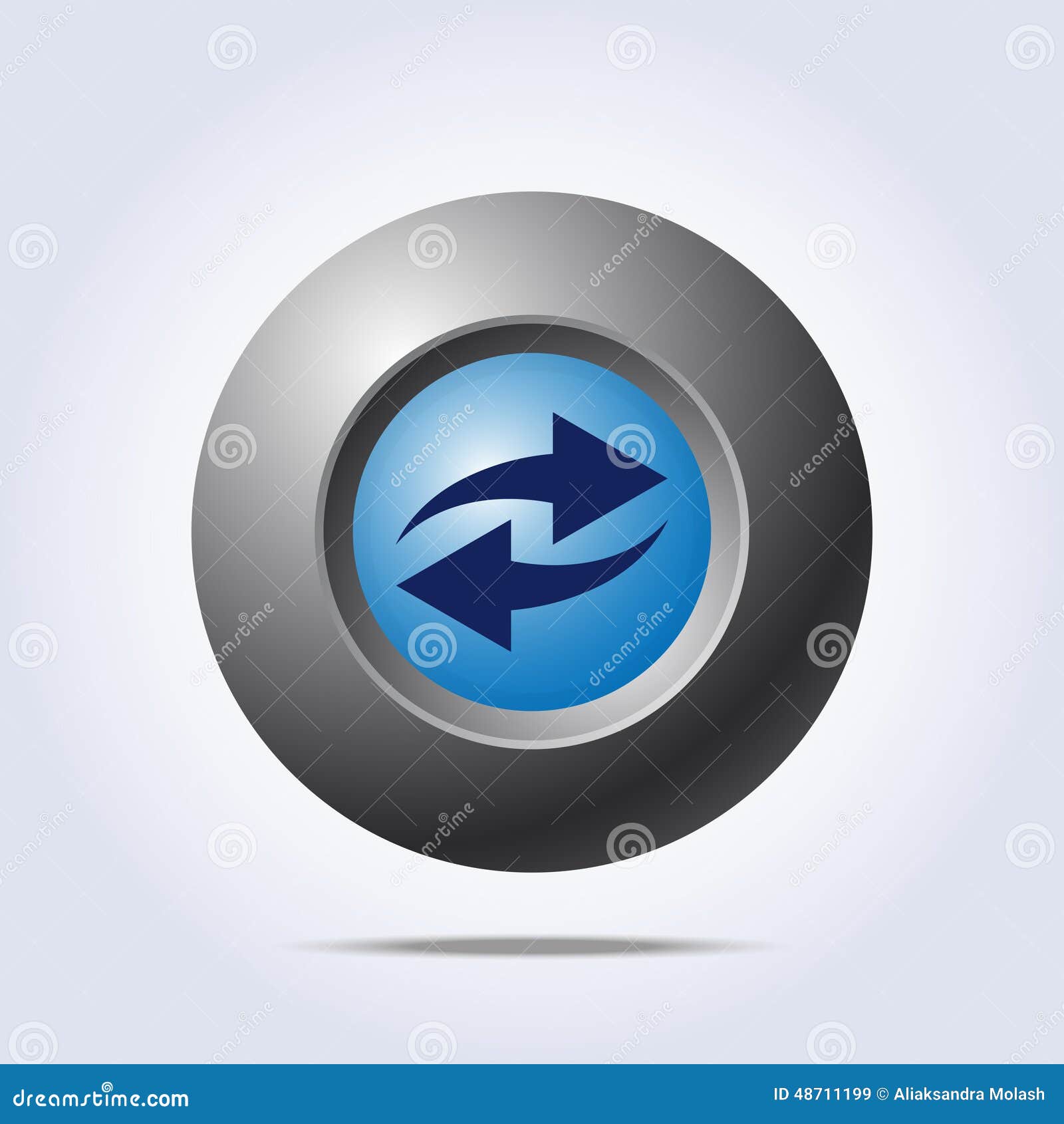 Two arrows on blue button stock vector. Illustration of metal - 48711199