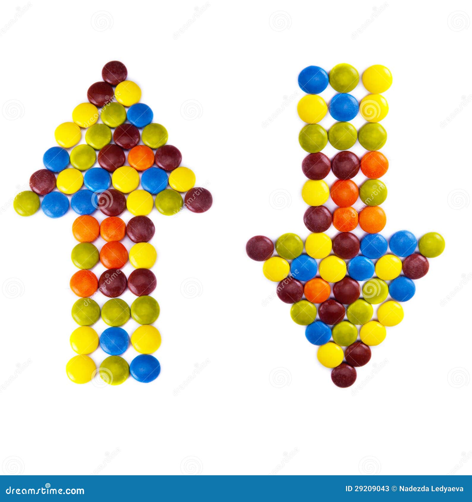 Two Arrows of Different Color Candies Stock Image - Image of confection ...