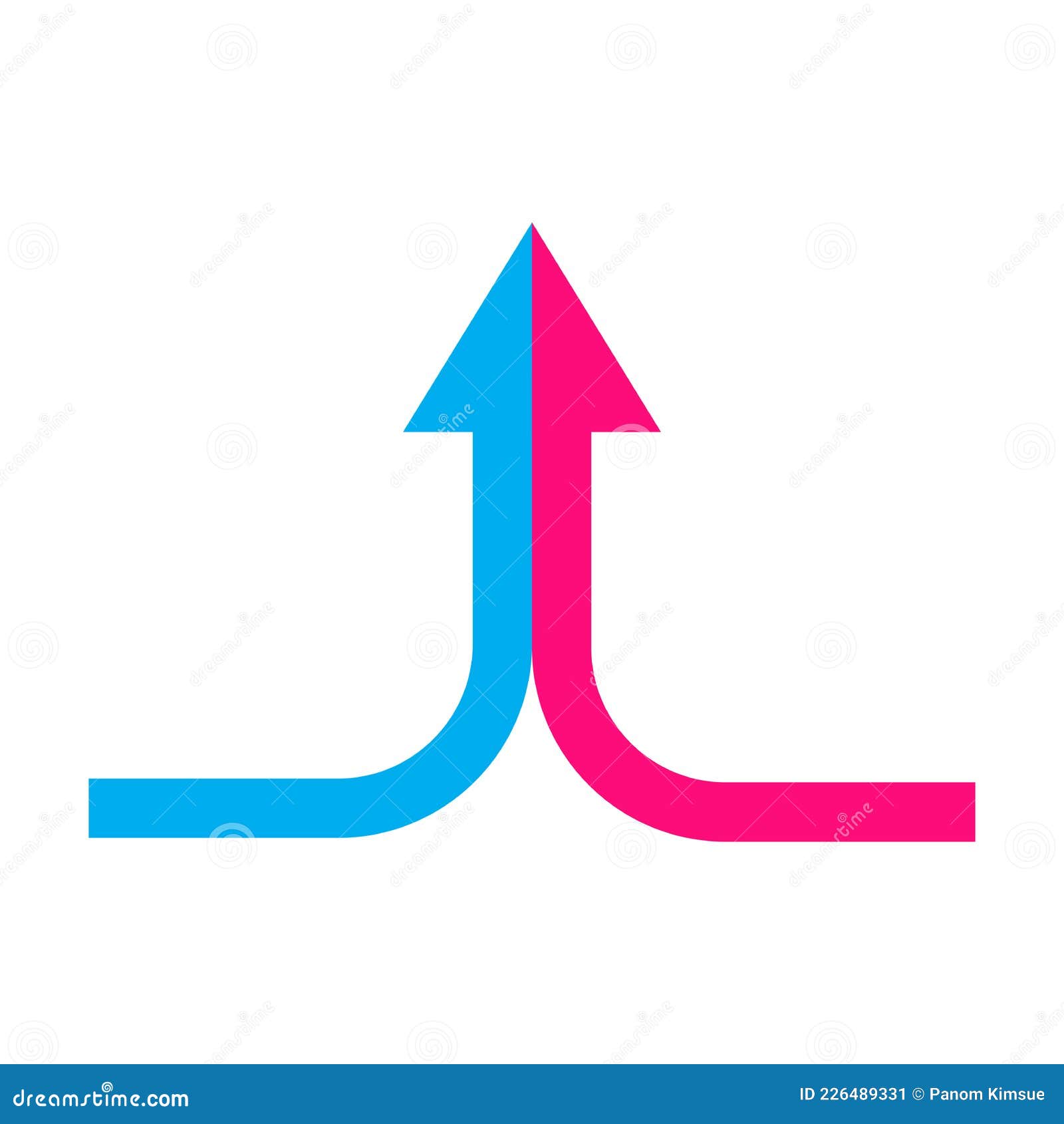 Two Arrows Merging Into One Point. Infographics Chart, Scheme. Vector ... Two Arrows Merging Into One Point. Infographics Chart, Scheme. Vector ...