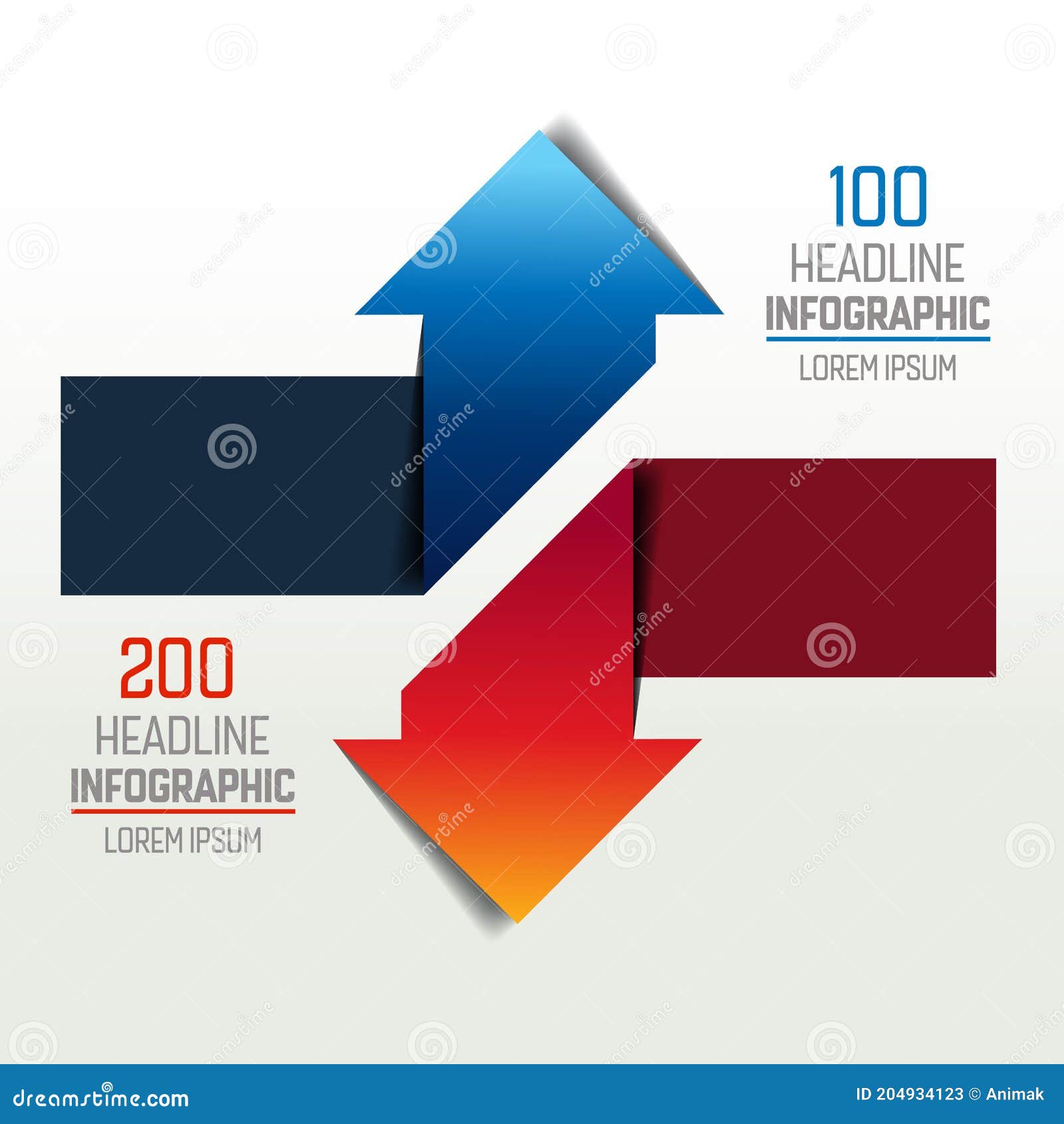 Two Arrows In Oposite Direction Infographic, Chart, Scheme, Diagram ...