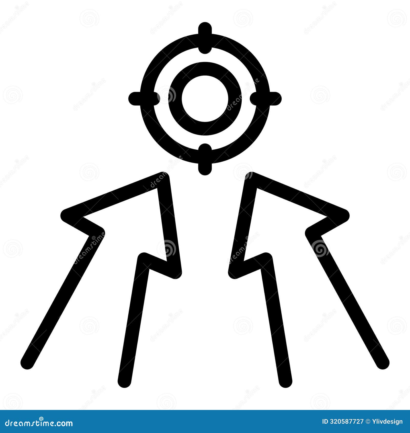 Two Arrows Pointing Inward with Target Icon Stock Vector - Illustration ...