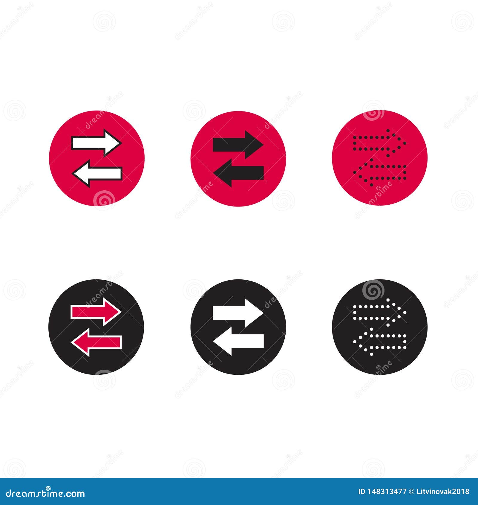 Two Arrows on the Rounded Icon. Vector Illustration in Style Flat ...