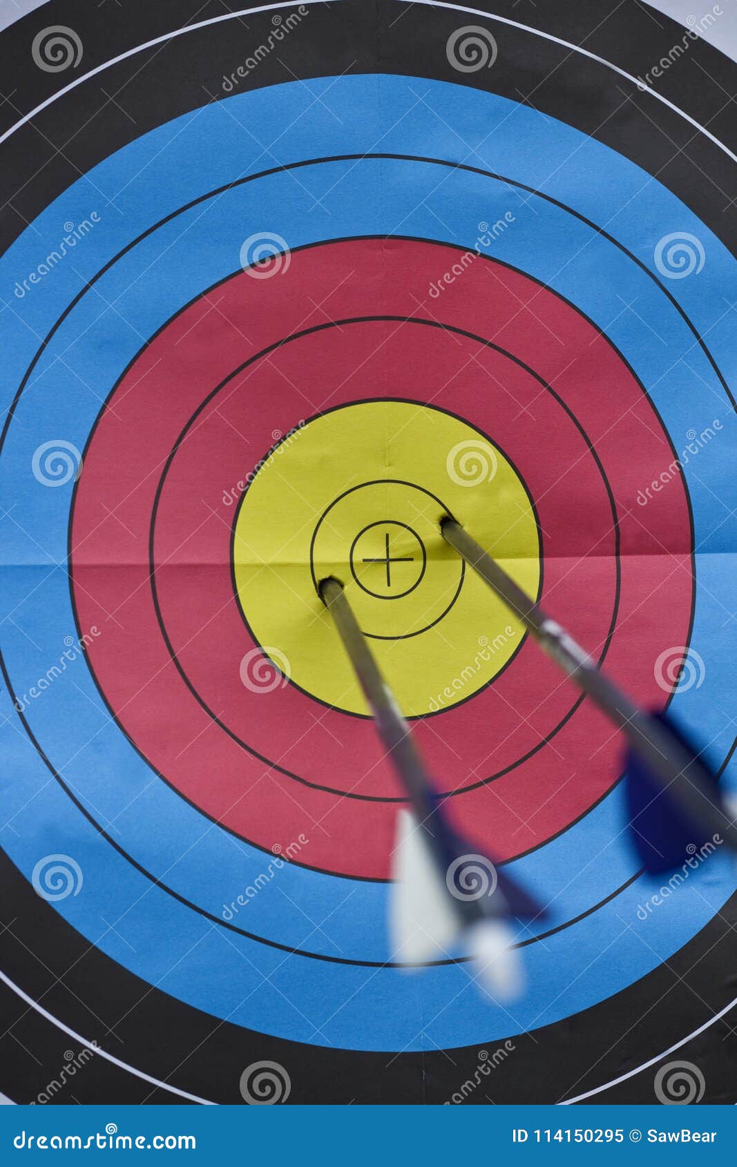 Archery Bulls-eye with Two Arrows Stock Image - Image of center ...