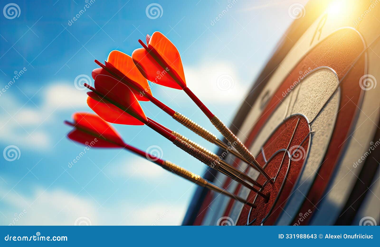 Two Arrows are Skillfully Striking the Very Center of a Target Stock ...