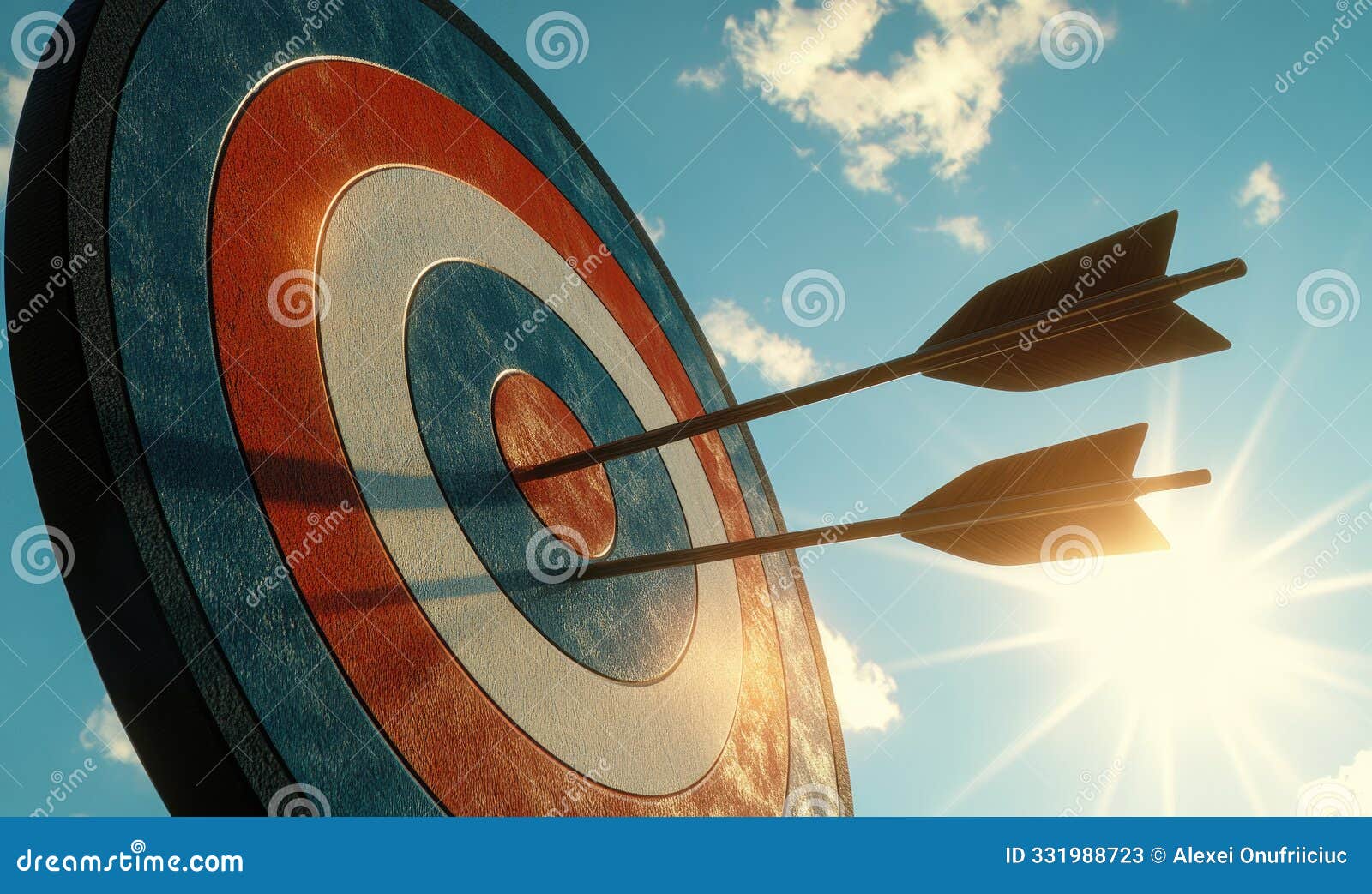 Two Arrows are Skillfully Striking the Very Center of a Target Stock ...
