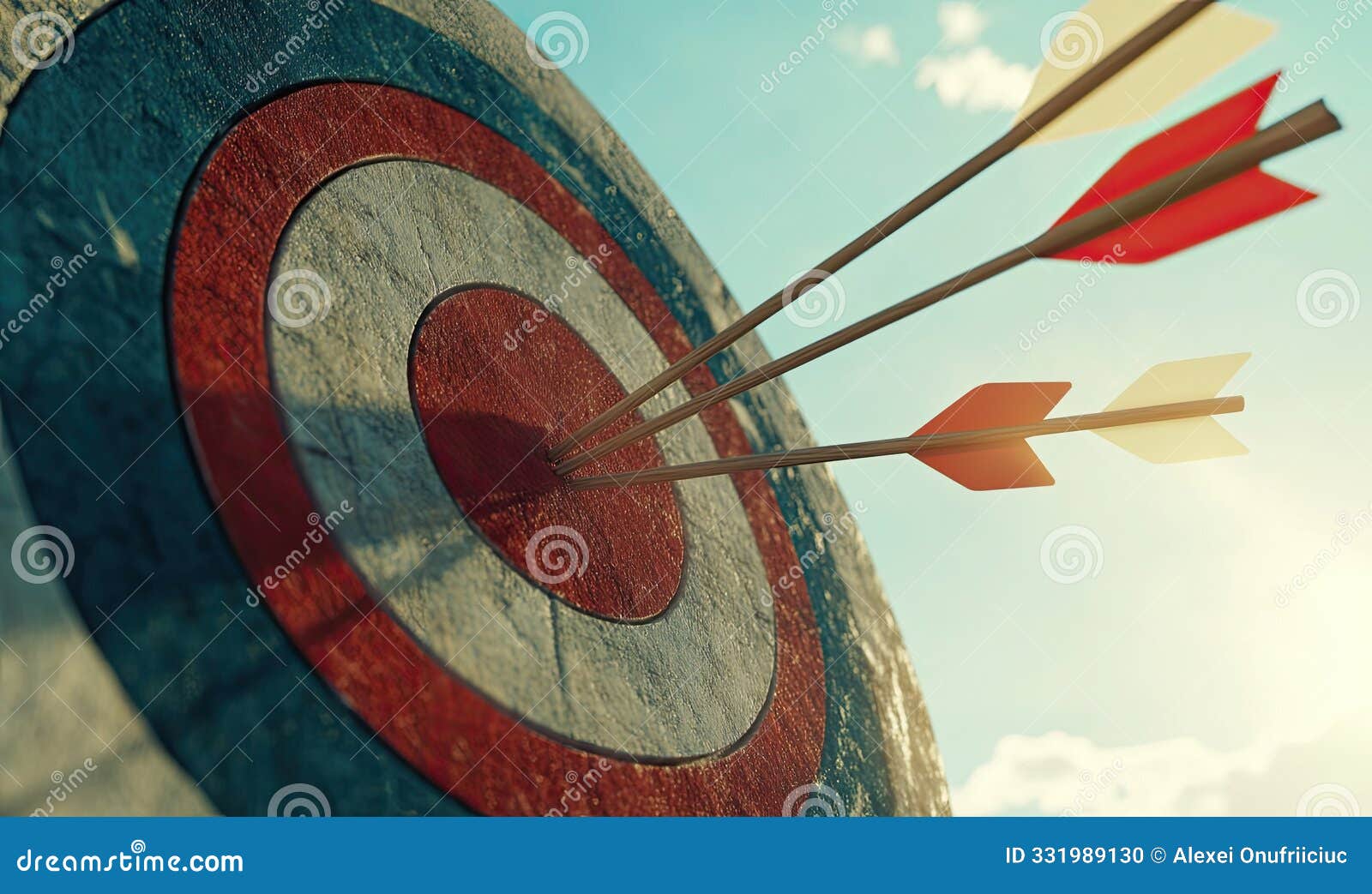 Two Arrows are Skillfully Striking the Very Center of a Target Stock ...