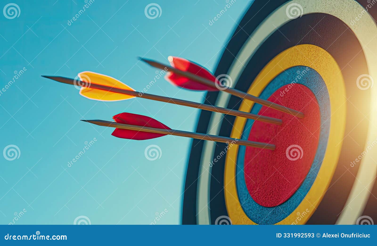 Two Arrows are Skillfully Striking the Very Center of a Target Stock ...