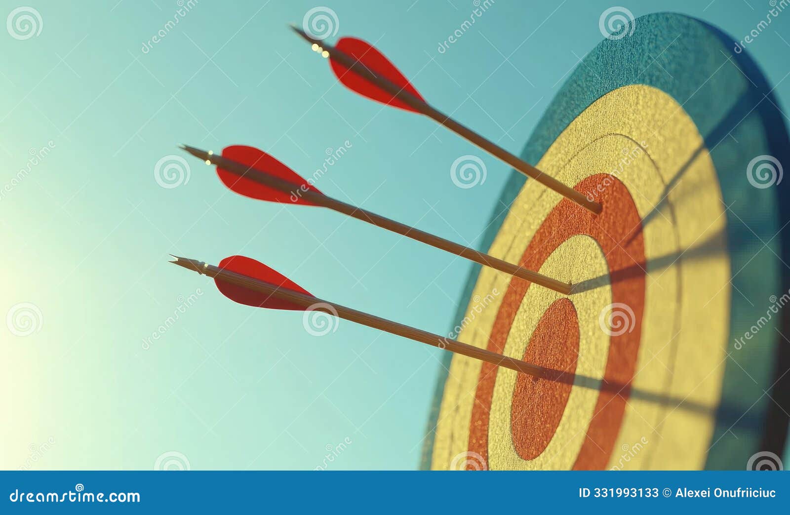 Two Arrows are Skillfully Striking the Very Center of a Target Stock ...