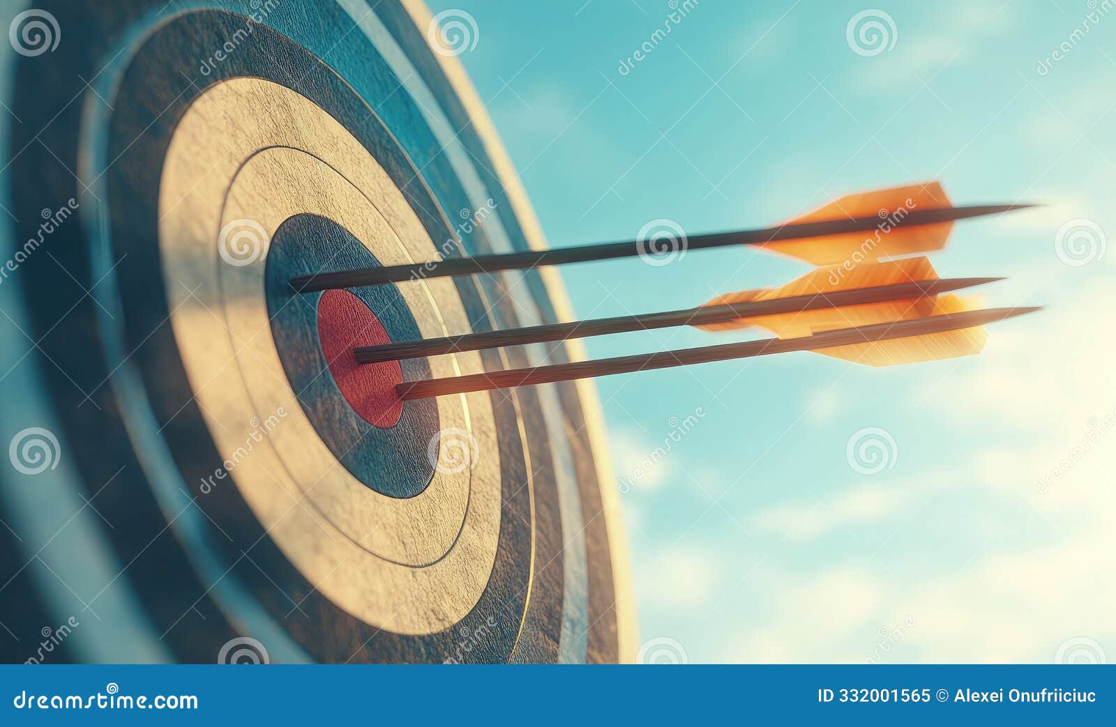 Two Arrows are Skillfully Striking the Very Center of a Target Stock ...