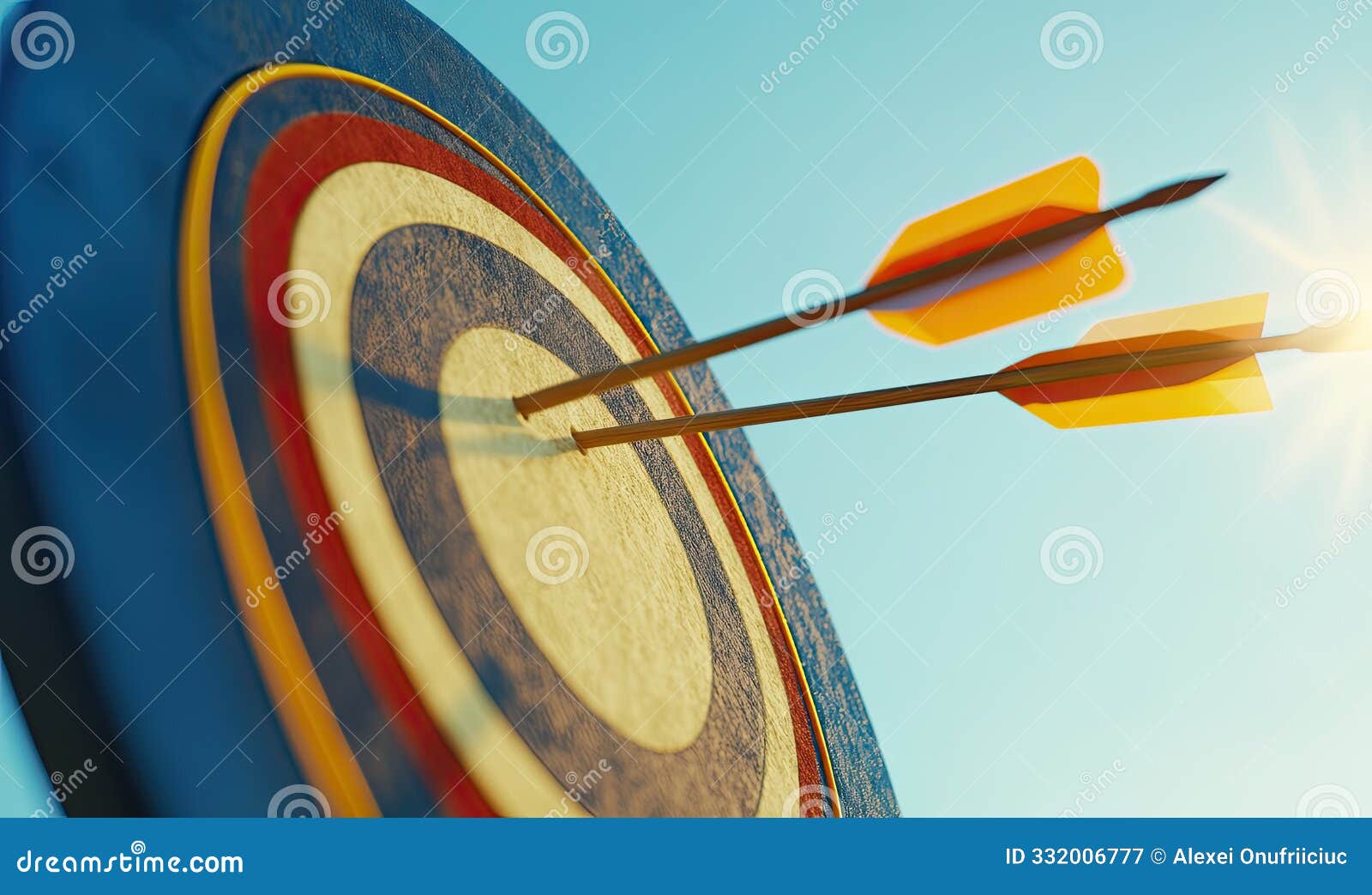Two Arrows are Skillfully Striking the Very Center of a Target Stock ...