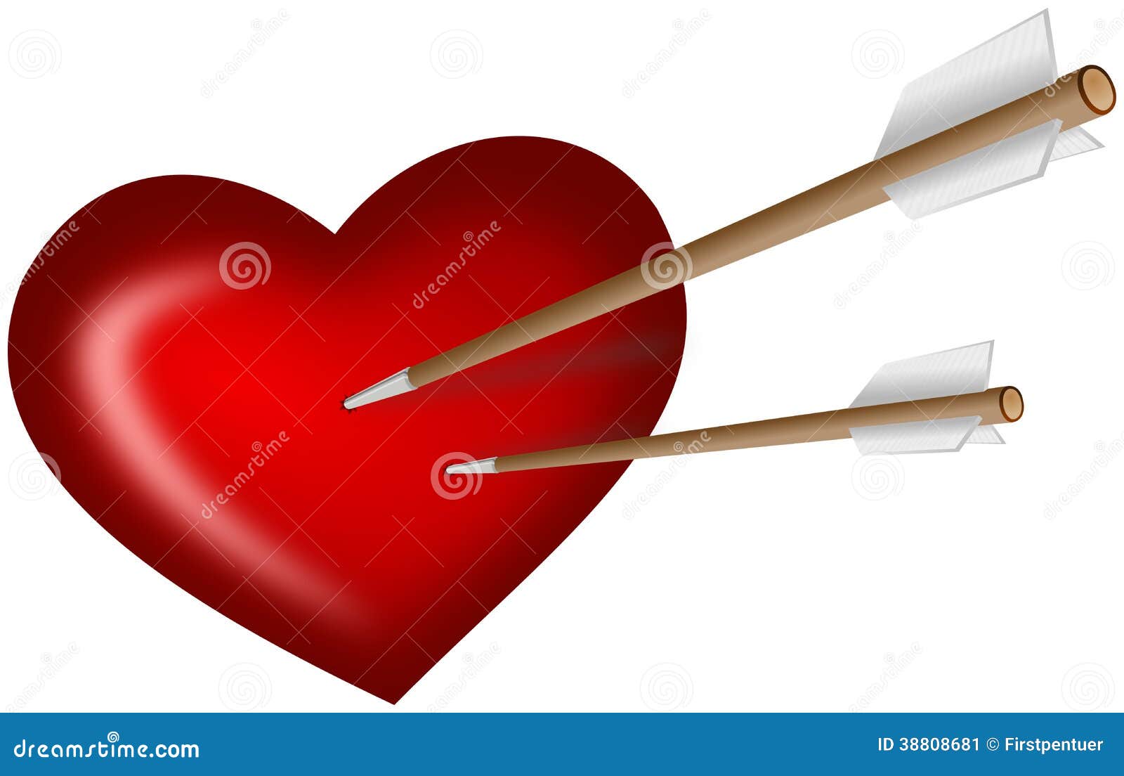 Two Arrows Stabbed into Heart Stock Illustration - Illustration of ...