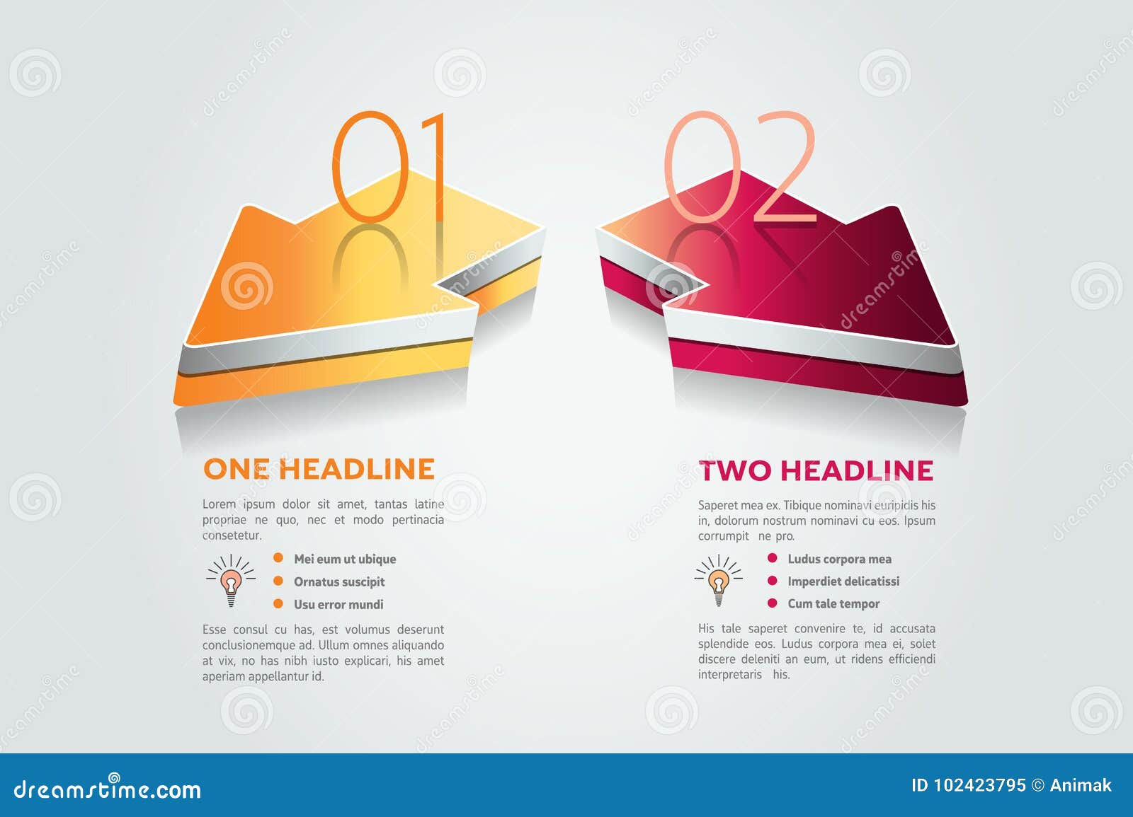 Two Arrows. 2 Steps Diagram, Elements, Charts, Infographics. Stock ...