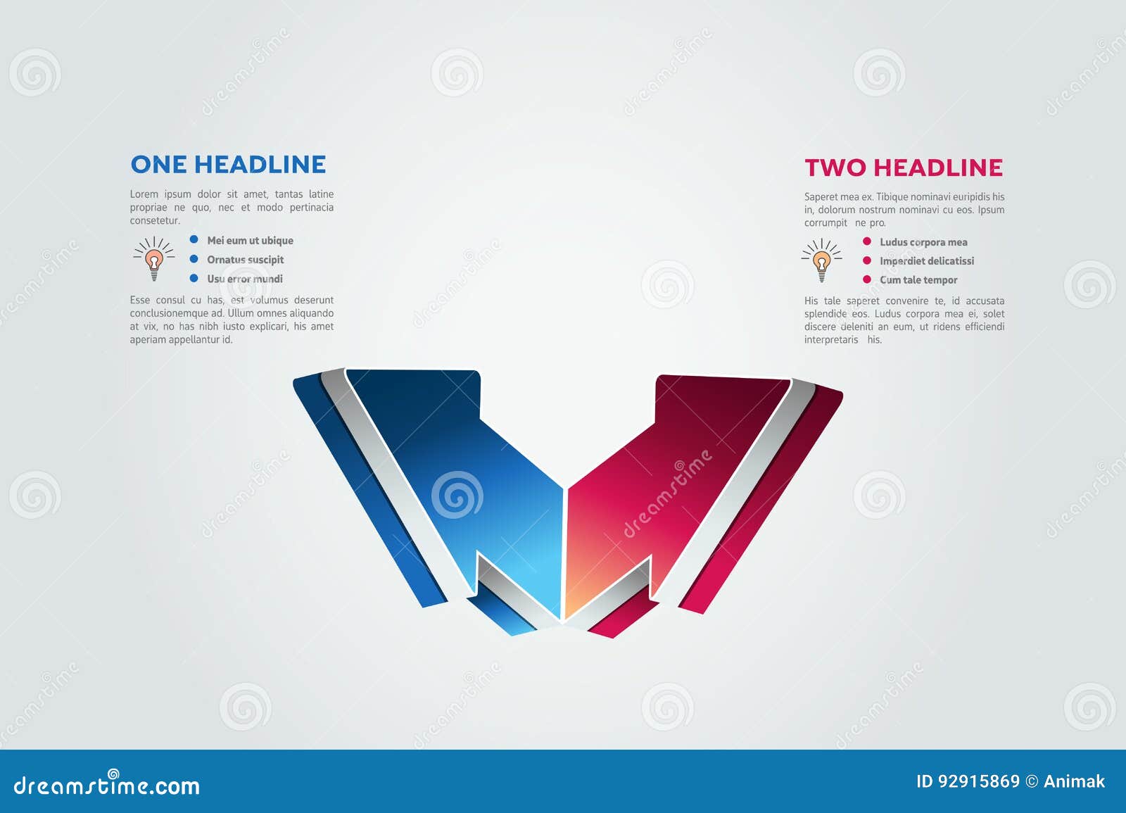 Two Arrows. 2 Steps Diagram, Elements, Charts, Infographics. Stock ...