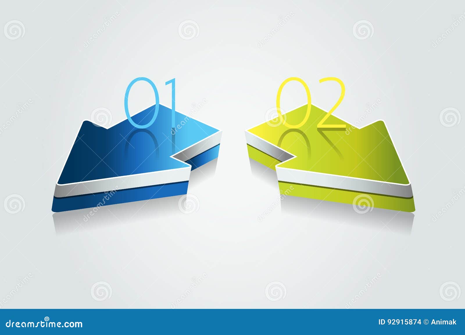 Two Arrows. 2 Steps Diagram, Elements, Charts, Infographics. Stock ...