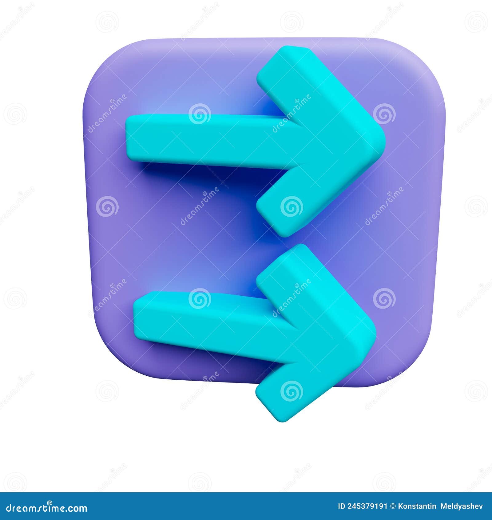 Two Arrows To the Right 3d Icon Render Illustration Stock Illustration ...