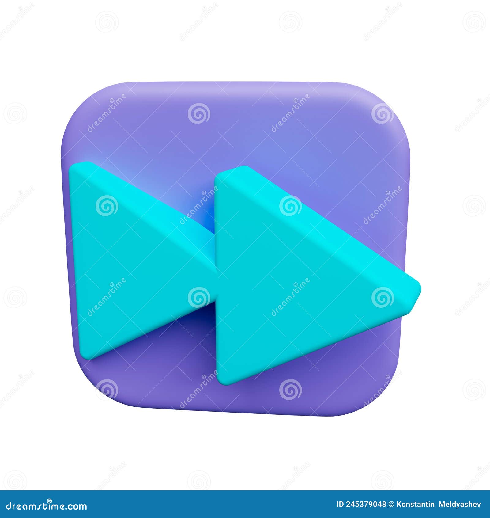 Two Arrows To the Right, Rewind 3d Icon Render Illustration Stock ...
