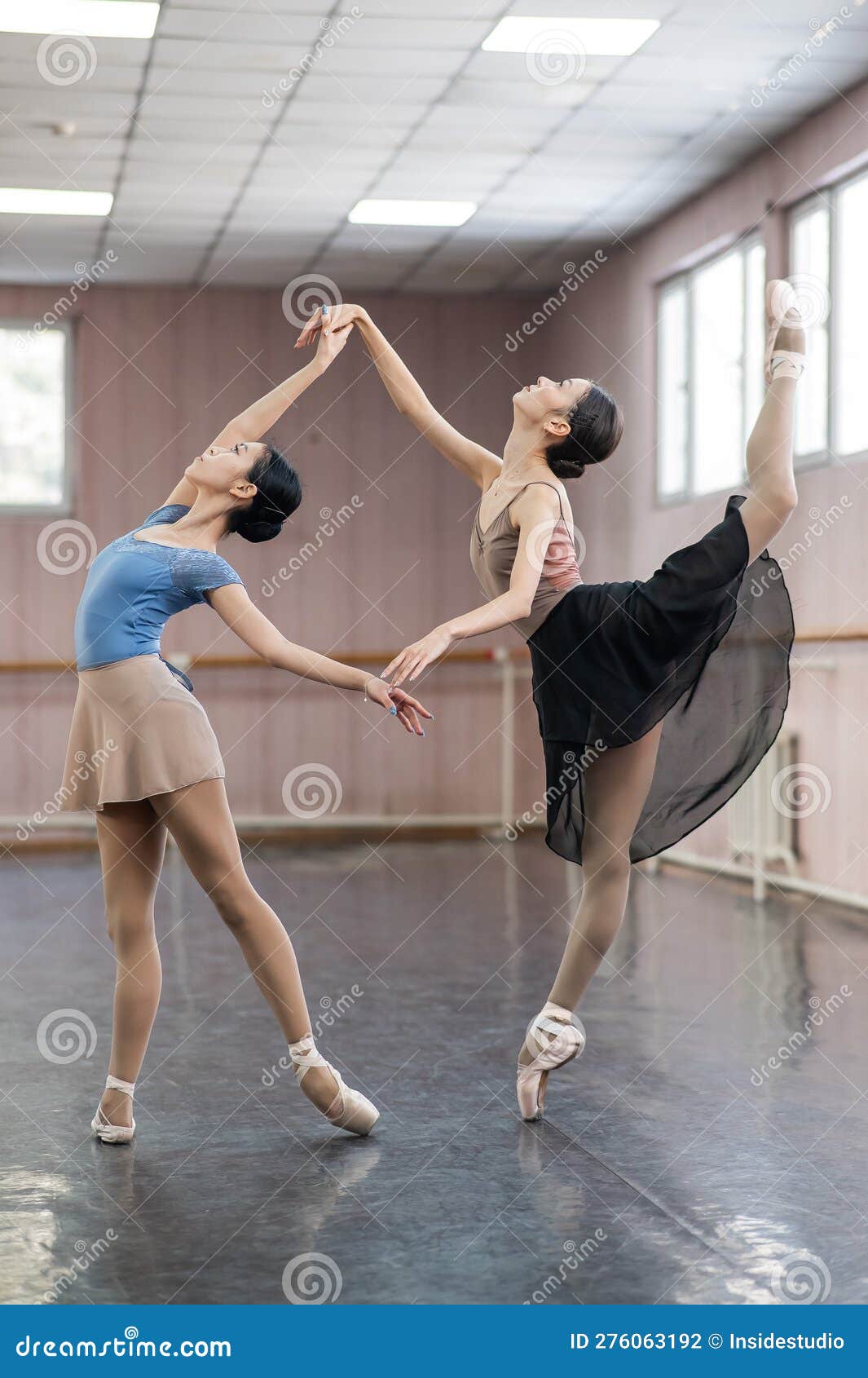 Two Asian Ballerinas are Dancing in the Class. Stock Photo - Image of ...