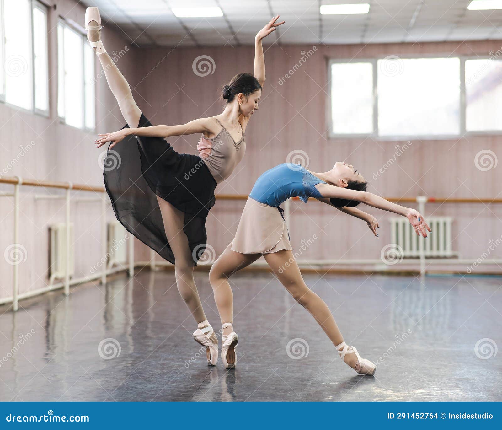 Two Asian Ballerinas are Dancing in the Class. Stock Photo - Image of ...