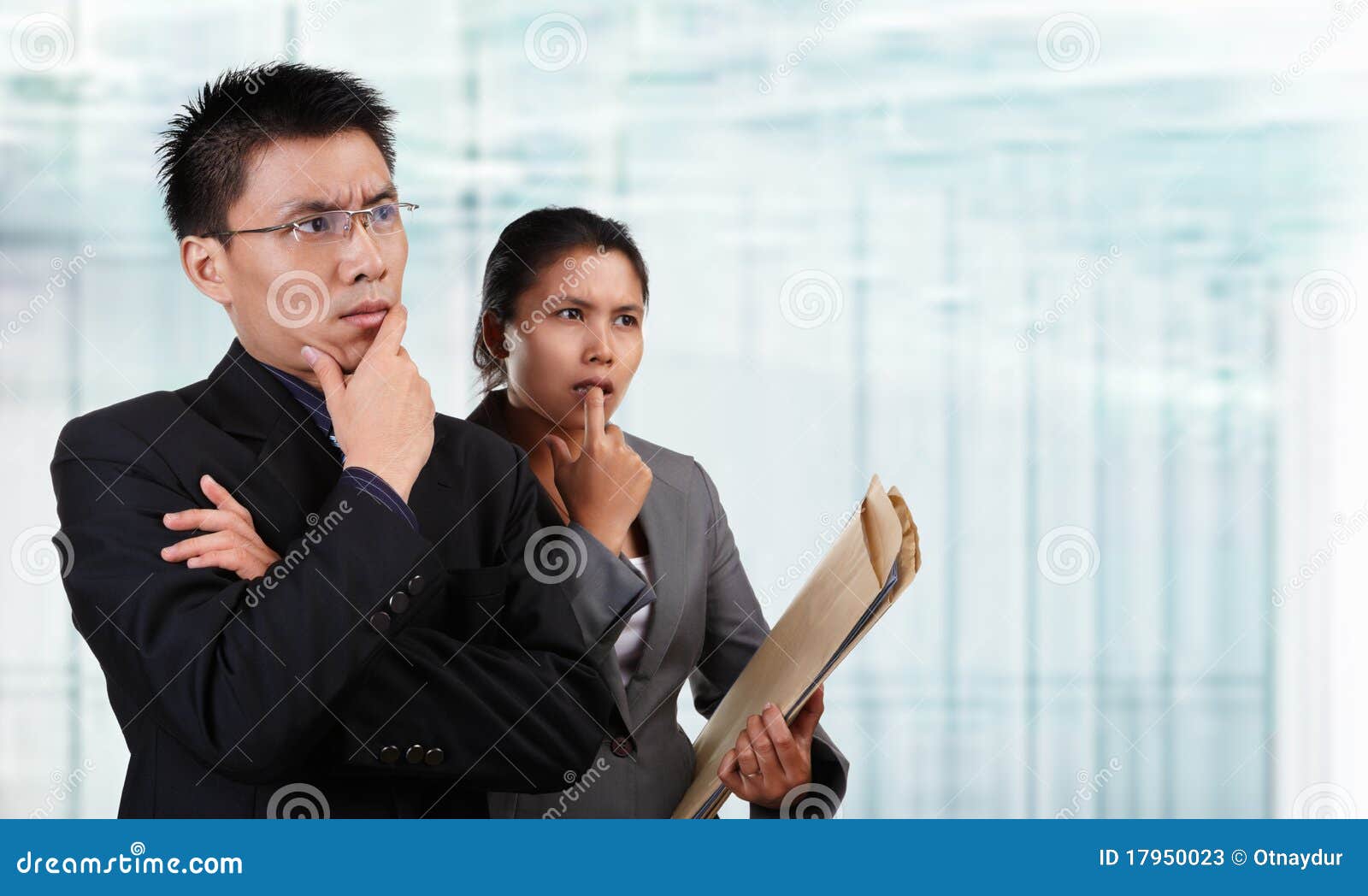 Two Asian Business People Thinking Stock Image - Image of copy, success ...