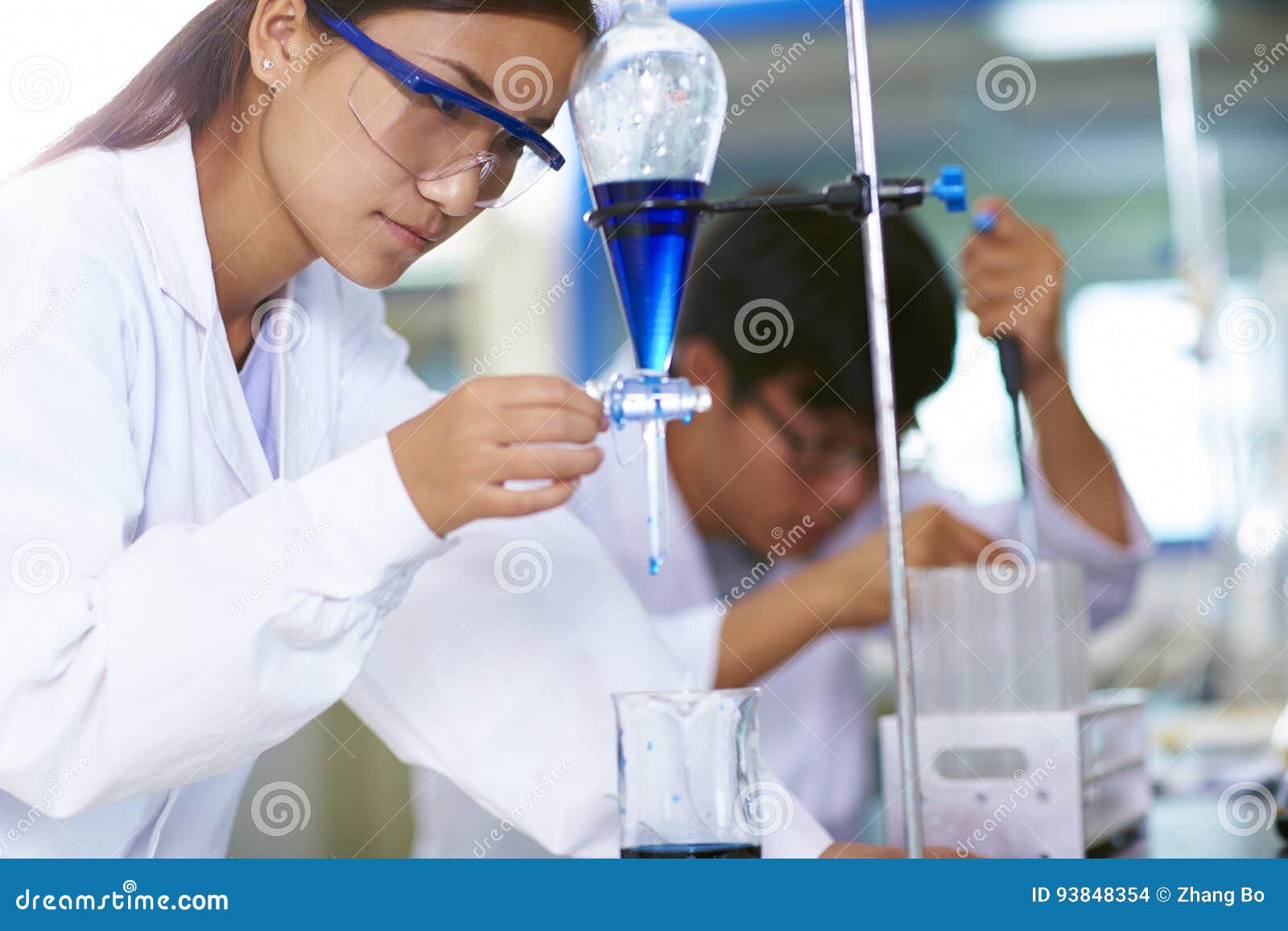 Two Asian Laboratory Scientist Working at Lab with Test Tubes Stock ...