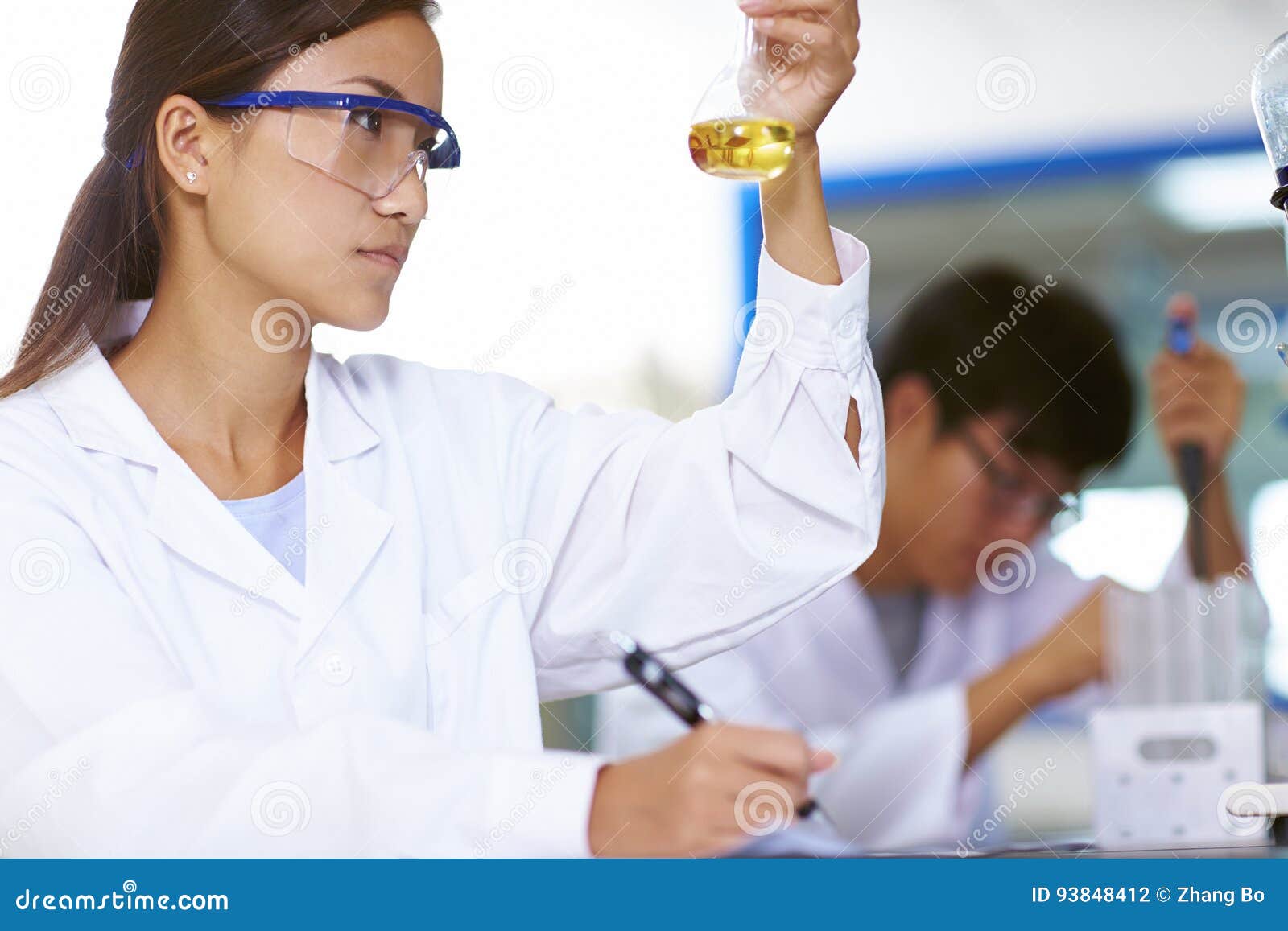 Two Asian Laboratory Scientist Working at Lab with Test Tubes Stock ...