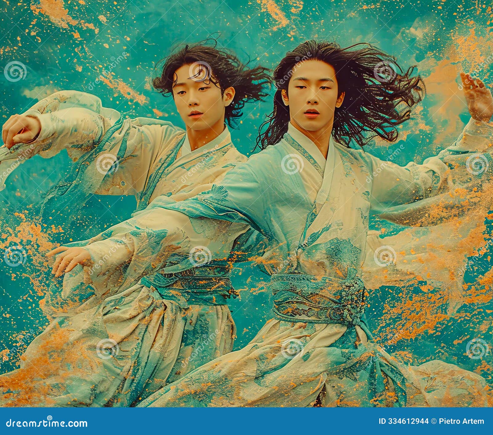 Two Asian Men are Dancing in the Same Uniform Stock Photo - Image of ...