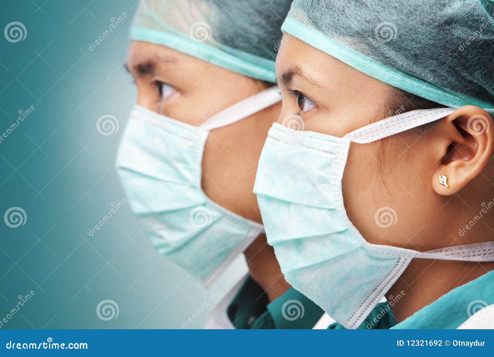 Two Asian Surgeon Looking Away Stock Photo - Image of protective ...